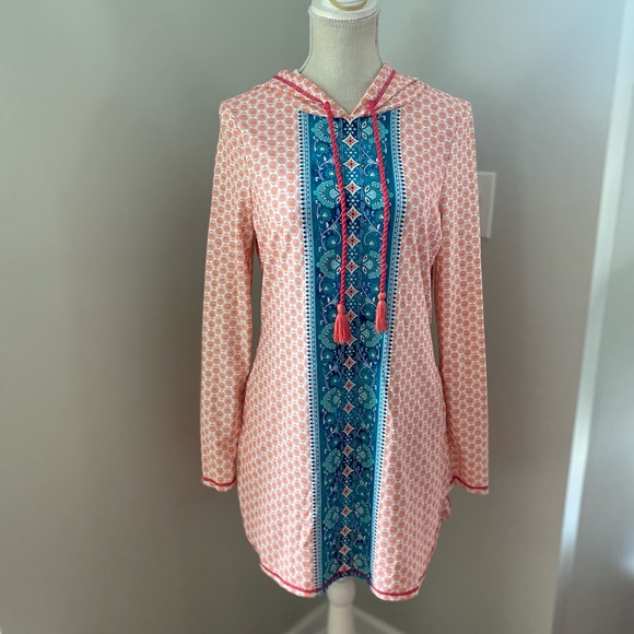 Aqua Et Sol | Swim | Aqua Et Sol Coral Turquoise Print Hooded Beach ...